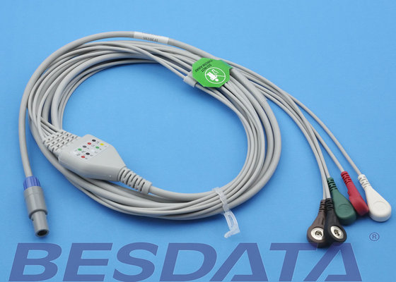 1.5m Creative Compatible ECG Cables And Leadwires Snap Sensor Type