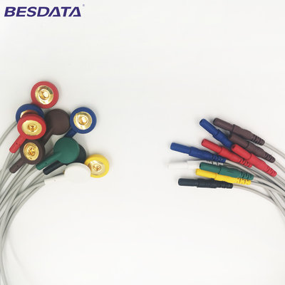 TPU Material ECG EKG Cables shielded Leadwires 4 Leads Colorized Cable Snap IEC Din 1.5mm Plug nihon kohden