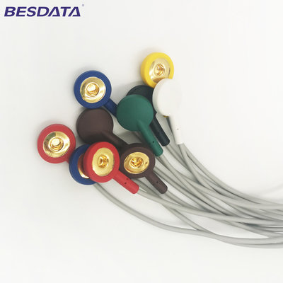 TPU Material ECG EKG Cables shielded Leadwires 4 Leads Colorized Cable Snap IEC Din 1.5mm Plug nihon kohden