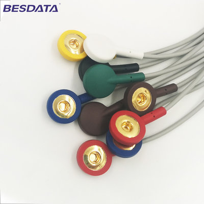 TPU Material ECG EKG Cables shielded Leadwires 4 Leads Colorized Cable Snap IEC Din 1.5mm Plug nihon kohden