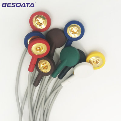 TPU Material ECG EKG Cables shielded Leadwires 4 Leads Colorized Cable Snap IEC Din 1.5mm Plug nihon kohden